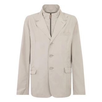 Herno Doppellagige Jacke mit Rei&szlig;verschluss und Kn&ouml;pfen - - Jackets - Herren - Beige - 5XL