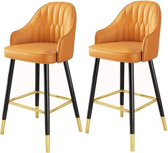 Generic Barhocker in Tresenh&ouml;he, Barhocker im Mid-Century-Stil mit R&uuml;ckenlehne und Bezug aus PU-Leder, Barhocker f&uuml;r das Wohnzimmer