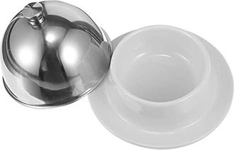 Happyyami Beurrier en C&eacute;ramique avec Couvercle en Acier Inoxydable Plat &Agrave; Beurre Rond 3.74 X 3.74 X 2.36 pour Fromage G&acirc;teaux Et Desserts Vaisselle Multifonctio