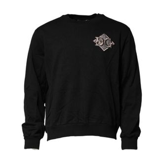 Dolce & Gabbana Schwarzer Logo-Stickerei Sweatshirt Pullover - - Sweatshirts & Hoodies - Herren - Schwarzk - 4XL