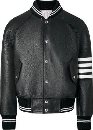 Thom Browne Leather 4-Bar Oversized Blouson Jacket