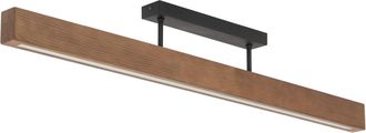 Licht-Erlebnisse LED Deckenlampe Holz Metall 96 cm lang Schwarz Walnuss 3000 K warmwei&szlig;es Licht 2807 lm Modern THEO Deckenleuchte Esszimmer