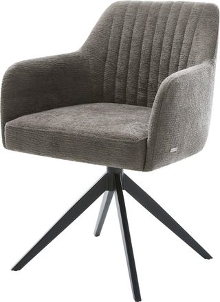 DELIFE Esszimmerstuhl Greg-Flex Kreuzgestell breit Schwarz Bouclé Soft Schlamm 360° drehbar Wippfunktion Taschenfederkern