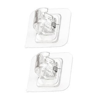 Amosfun Gardinenstangenhaken Selbstklebend Abs Kunststoff Verstellbar F&uuml;r Bad Duschvorhangstangen Transparent 2 St&uuml;ck Stanzfreie Befestigung