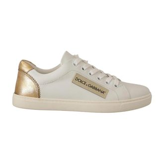 Dolce & Gabbana Wei&szlig;e und Goldene Ledersneakers - - Shoes - Damen - Wei&szlig; - 35 EU