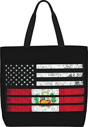 Generic Sac De Courses Drapeau Mi-P&eacute;rou Mi-Am&eacute;rique Sac De Shopping Avec Poign&eacute;es Lavables Sacs &Agrave; Main, Pour &Eacute;cole, Voyage, Burea, Shopping