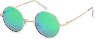 styleBREAKER Lunettes de soleil unisexes avec petites lentilles rondes et monture en métal délicate, design étroit, charnières à ressort 09020065, Monture dorée/ve