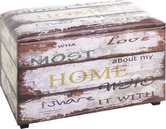 Haku Möbel Sitztruhe Motiv, Kunstleder, MDF - Maße: B 65 cm x H 42 cm x T 40 cm, Style: Industrial