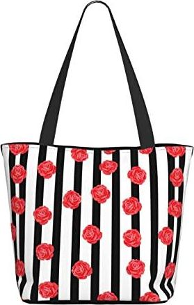 AOOEDM Sac shopping pour femme motif fleurs rouges 33 x 28 x 17 cm. Le cadeau parfait pour la Saint-Valentin. Cest de la Saint-Valentin pour maman, fille, &eacute;p