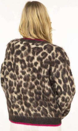 Zwillingsherz Strickjacke Fluffy Leo Rei&szlig;verschluss, Eingriffstaschen, Logopatch, farbige Kanten