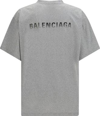 Balenciaga Logo-Embroidered Cotton T-Shirt - Gray