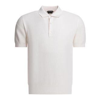 Tom Ford Seiden-Baumwoll-Piqu&eacute;-Polohemd - - Tops - Herren - Wei&szlig; - L