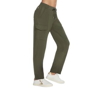 Skechers Damen Cargohose zum Reinschlüpfen Lässige Hose, grün, M