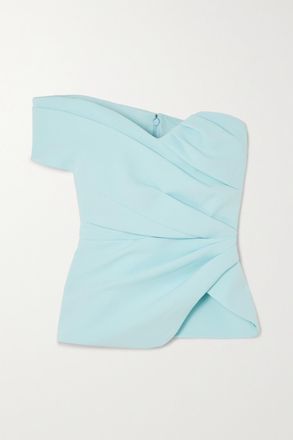 SAFiYAA Haut Asym&eacute;trique En Cr&ecirc;pe Stretch &Agrave; Fronces Jolee - Bleu