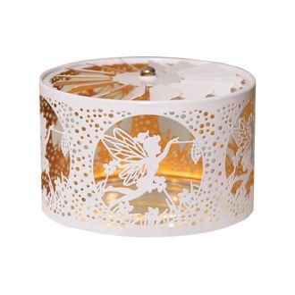 Woodbridge Candle Karussellschirm Metall Fairy White & Gold | Weihnachtsdeko f&uuml;r Duftkerzen | Geschenkidee Winter | Dekoaufsatz Kerze | Kerzenschirm f&uuml;r Kerze im Glas |