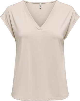Only Onlfree Life S/S Mod.V-Neck Top JRS Noos, Pumice Stone, M