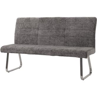 Hhg Sitzbank HHG 101, Esszimmerbank Bank, Edelstahl geb&uuml;rstet Stoff/Textil Chenille &Ouml;ko-Tex, 160cm dunkelgrau
