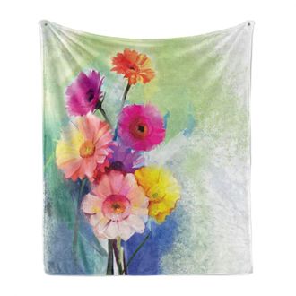 Abakuhaus Impressionist Weiche Kuscheldecke Sofadecke, Gerbera-Blumen-Kunst, Gemütlicher Plüsch für den Innen- und Außenbereich, 125 x 175 cm, Mehrfarbig