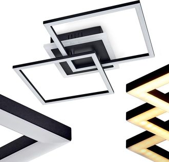 HOFSTEIN LED Deckenleuchte Lithgow, eckige Deckenlampe aus Metall in Schwarz-matt, 25 Watt, max. 2600 Lumen, Lichtfarbe 3000 Kelvin, dimmbar über den Lichtscha