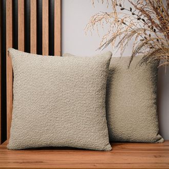 MG Design 2er Set Kissenbezüge 45 x 45 cm in Weiß - mit Reißverschluss, fein gewebt mit Chenille-Haptik, pflegeleich