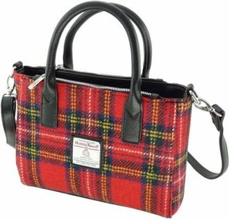 Glen Appin Harris Tweed Sac à main fourre-tout LB1228 Brora, Col 24 Tartan Rouge