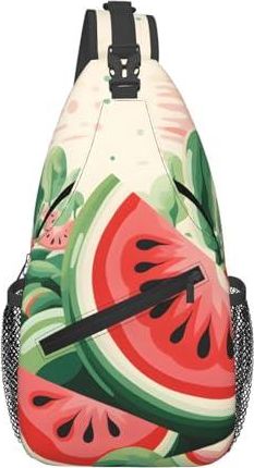 Generic Sacoche Port&eacute; &eacute;paule Motif past&egrave;que d&eacute;t&eacute; Mode Sacs Poitrine Casual Crossbody Bag pour Homme Femme Camping