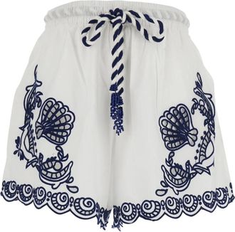 Farm Rio Farm Rio, Femme, Shorts, Blanc, Taille: 40 FR Garden Tiles Richelieu Shorts