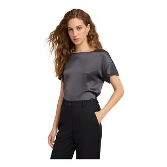 Motivi Satinbluse mit Bl&uuml;ten&auml;rmeln - - Blouses & Shirts - Damen - Grau - L
