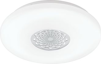 Eglo LED Deckenlampe Capasso 1, 1 flammige Deckenleuchte, Wandlampe mit Muster, Material: Stahl und Kunststoff, Farbe: Chrom, weiß, Ø: 40 cm