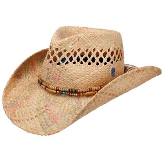 Stetson Arango Western Strohhut Naturfarben Hut 100% Stroh Cowboy-Style Damen Fr&uuml;hjahr bis Winter Natur L (58-59 cm)