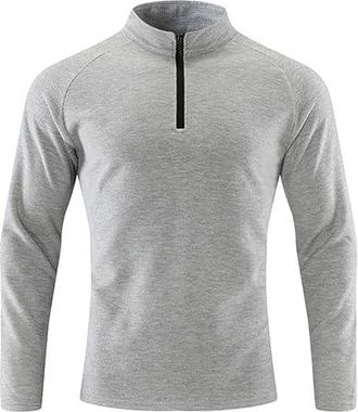 Generic Haut de sport pour homme avec fermeture &eacute;clair 1/4 - Col montant - L&eacute;ger et respirant - Confortable - Haut de sport en plein air 2026, gris, XXL