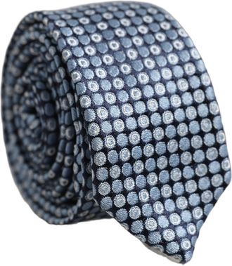 Dolce & Gabbana Circle Pattern Silk Necktie - Blue