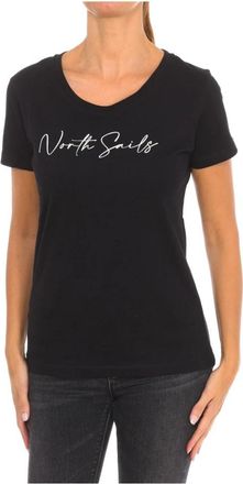 North Sails T-Shirt mit kurzem &Auml;rmel und geripptem Hals - - Tops - Damen - Schwarzk - XL