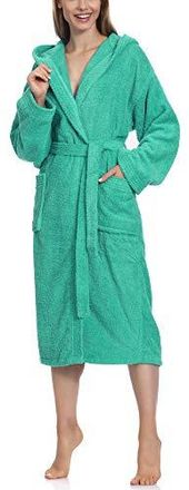 Ladeheid Peignoir de Bain Éponge 100% Coton Femme LA40-193 (Turquoise-18 (Grammage 400), XL)