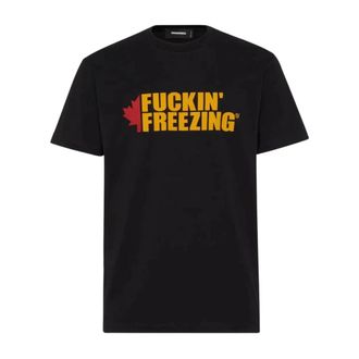 Dsquared2 Fuckin Freezing Grafik T-Shirt - - Tops - Herren - Schwarzk - S