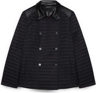 Fiorella Rubino Femme, Vestes, Noir, Taille: 52 FR Veste croisée à effet matelassé