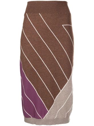 Stella McCartney jupe en maille &agrave; motif g&eacute;om&eacute;trique - Marron