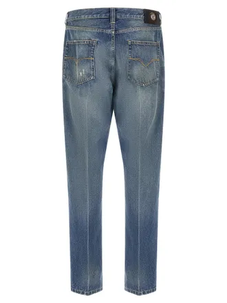 Versace Stone-Washed Distressed Jeans - Blue