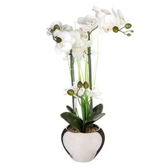 Atmosphera Atmosphera - Künstliche Orchidee - Keramikvase Silber - H53 cm - Silber