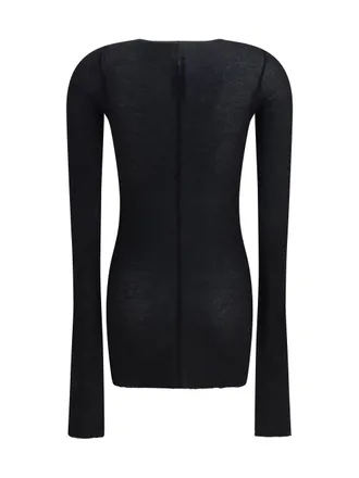 Rick Owens Womens Long-Sleeve Top Black Viscose; Silk