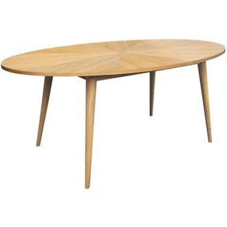 Sweeek Ovaler Esstisch aus Heveaholz und Eichenfurnier, 6 Plätze