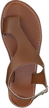 Generic Sandales romaines plates d&eacute;contract&eacute;es pour femme - Semelle souple - Tongs de plage confortables - 2026, marron, 38.5 EU