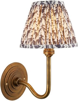 Endon Lighting Halo Applique murale Swan en laiton antique avec abat-jour en tissu gris perle 16 cm B22