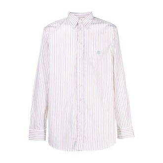 Etro Embroidered Logo Striped Shirt - - Shirts - Herren - Wei&szlig; - L