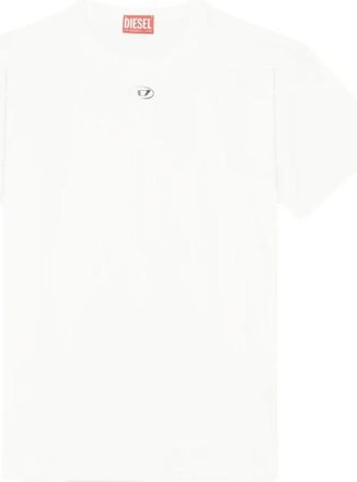 Diesel Femme, Tops, Beige, Taille: 38 FR T-normy-od-s1 girocolle maniche corte logo D ovale