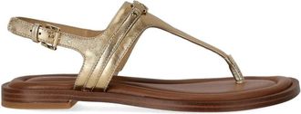 Michael Kors Femme, Chaussures, Jaune, Taille: 37 EU Sandale Tongs dor&eacute;e avec logo
