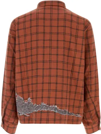 Amiri Mens Palms Flannel Red Cotton Maglieria Sweater