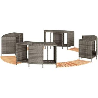 vidaXL Whirlpool-Umrandung Grau Poly Rattan und Massivholz Akazie vidaXL