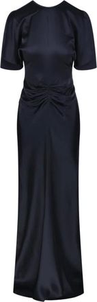 Victoria Beckham Femme, Robes, Bleu, Taille: 36 FR Robe Longue &agrave; Taille Fronc&eacute;e