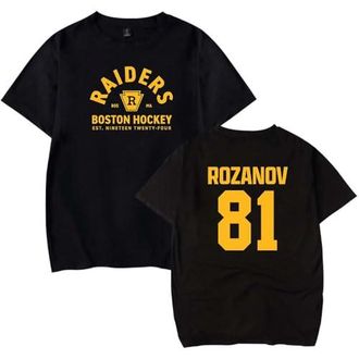 Generic Heated Rivalry Rozanov 81 Merch T-shirt unisexe d&eacute;contract&eacute; col rond &agrave; manches courtes, Noir, XL